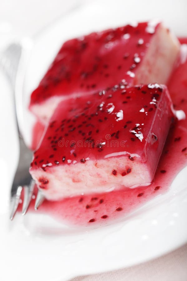 Semolina pudding with jam stock photo. Image of pudding - 19056338