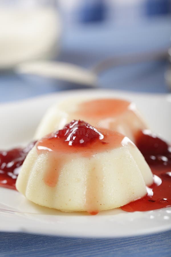 Semolina pudding with jam stock photo. Image of children - 19748992