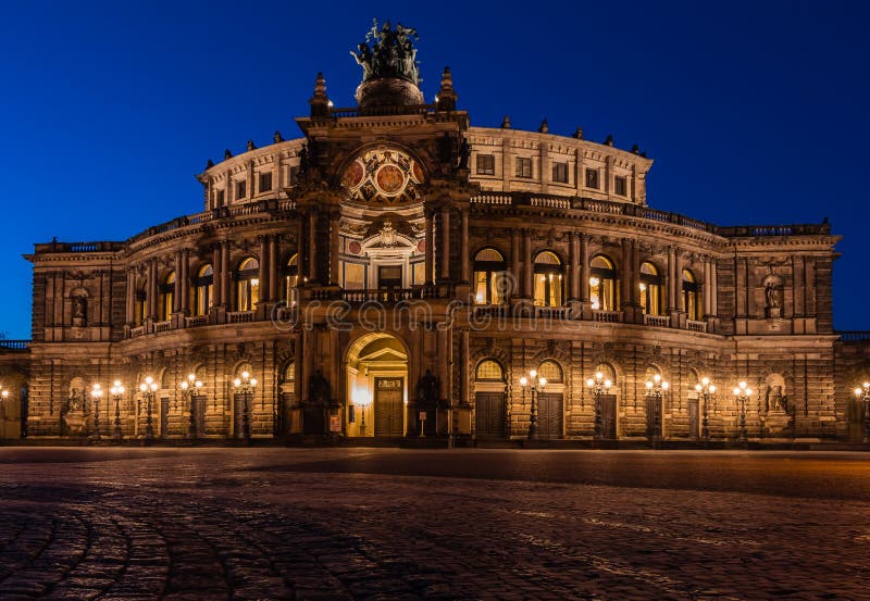 Semper Opera House Dresden (Semperoper) Stock Photo - Image of clouds ...