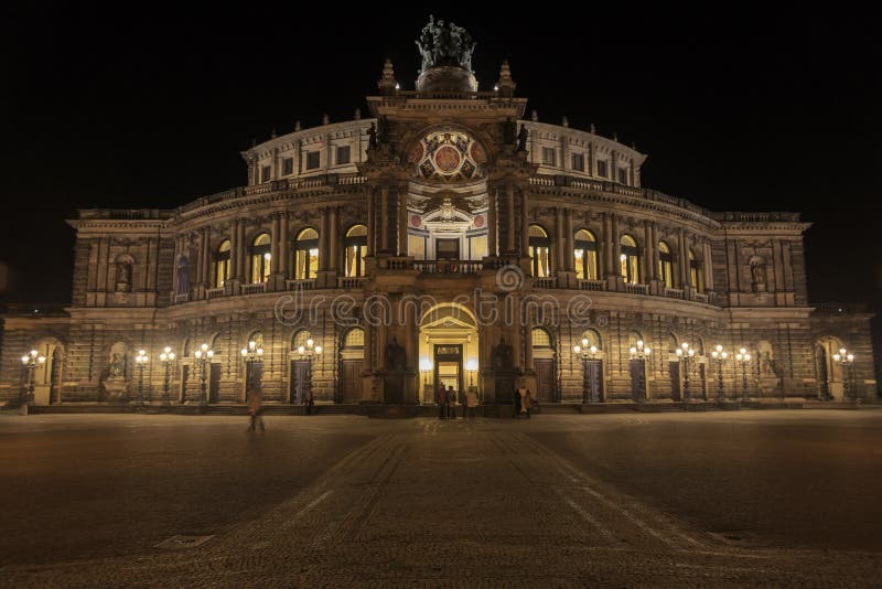 Semper Opera House on Theaterplatz in Dresden Stock Image - Image of ...