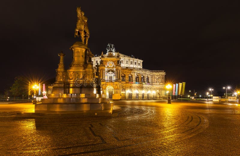 Semperoper at Night in Dresden, Germany Stock Image - Image of saxon ...