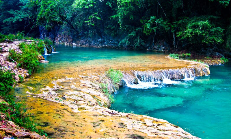 Semuc Champey waterfall stock image. Image of guatemala - 27086751