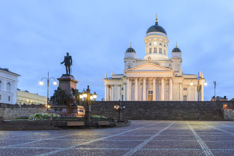 Senate Square and Helsinki Cathedral Stock Image - Image of square ...