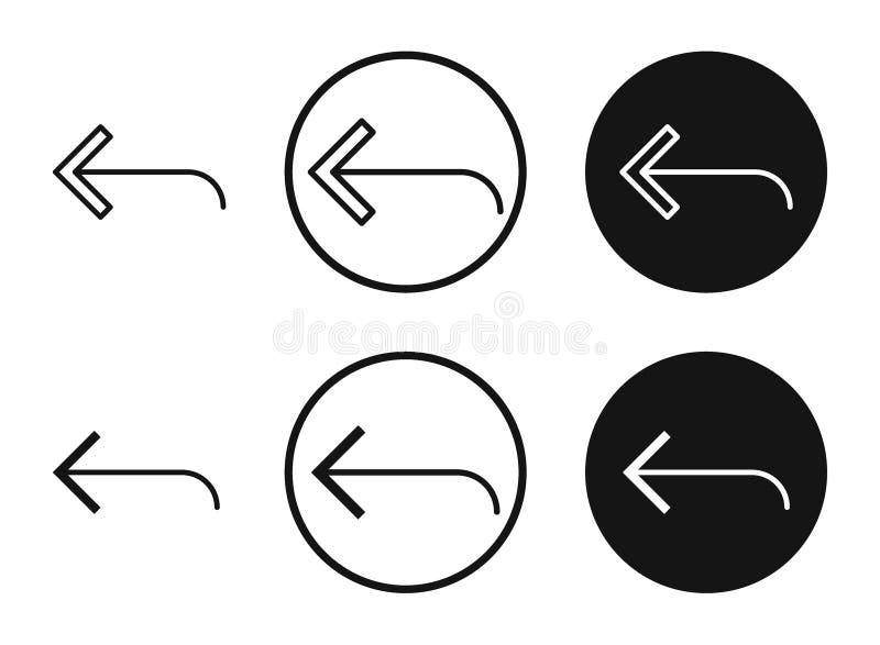 Send Back Vector Icon Set in Black and White Outlines Stock Vector ...