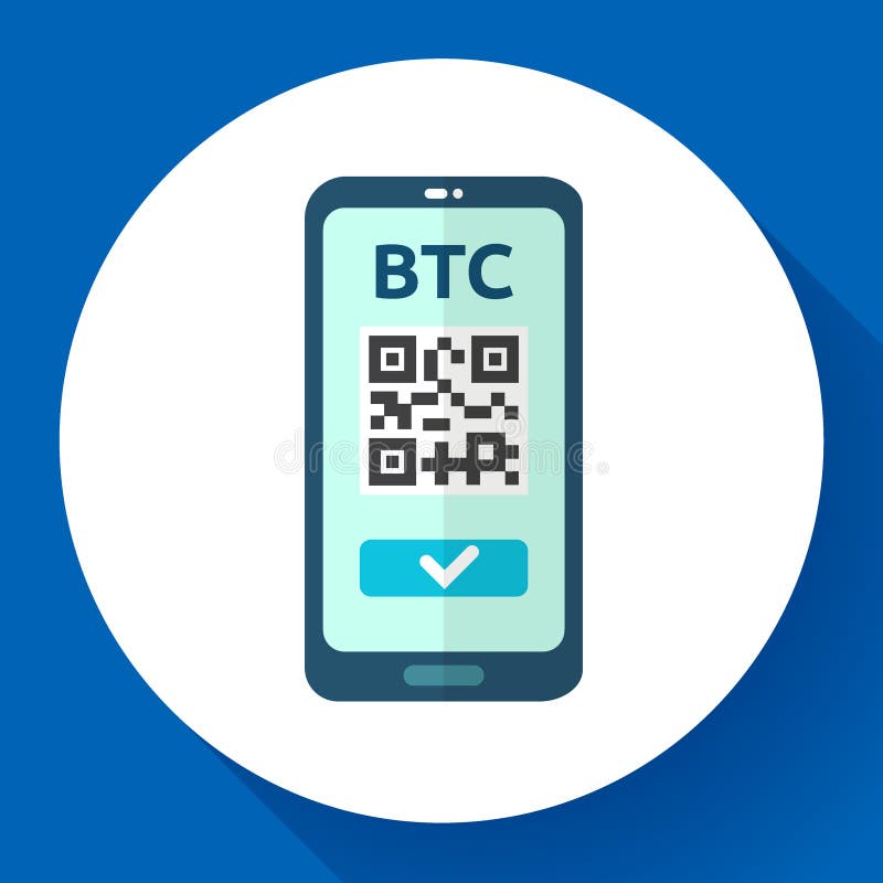 Send Bitcoin Icon, Phone with Qr Code on Screen, Cryptocurrency ...
