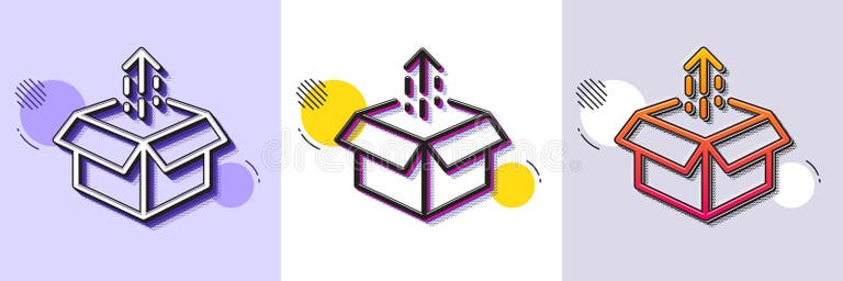 Send Box Line Icon. Open Delivery Parcel Sign. Cargo Package. Halftone ...