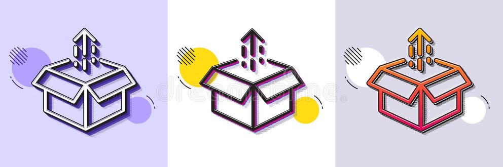 Send Box Line Icon. Open Delivery Parcel Sign. Cargo Package. Halftone ...