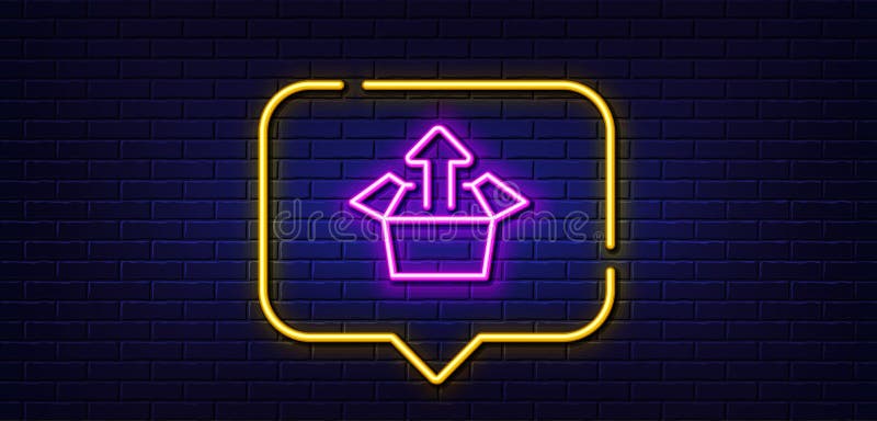 Send Box Line Icon. Open Delivery Parcel Sign. Cargo Package. Neon ...