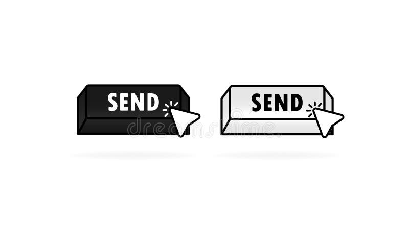 Send Button Icon Set with Cursor, Pointer. Vector Illustration Stock ...