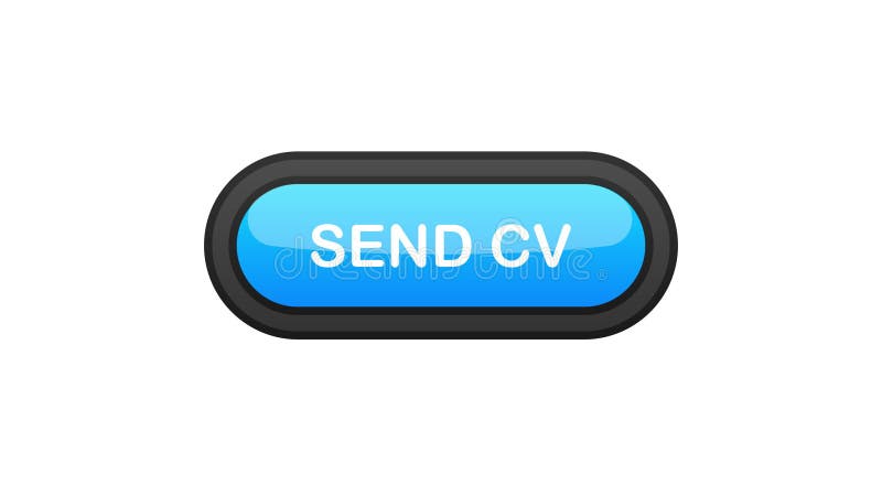 Send CV Blue Realistic 3D Button Isolated on White Background. Hand ...