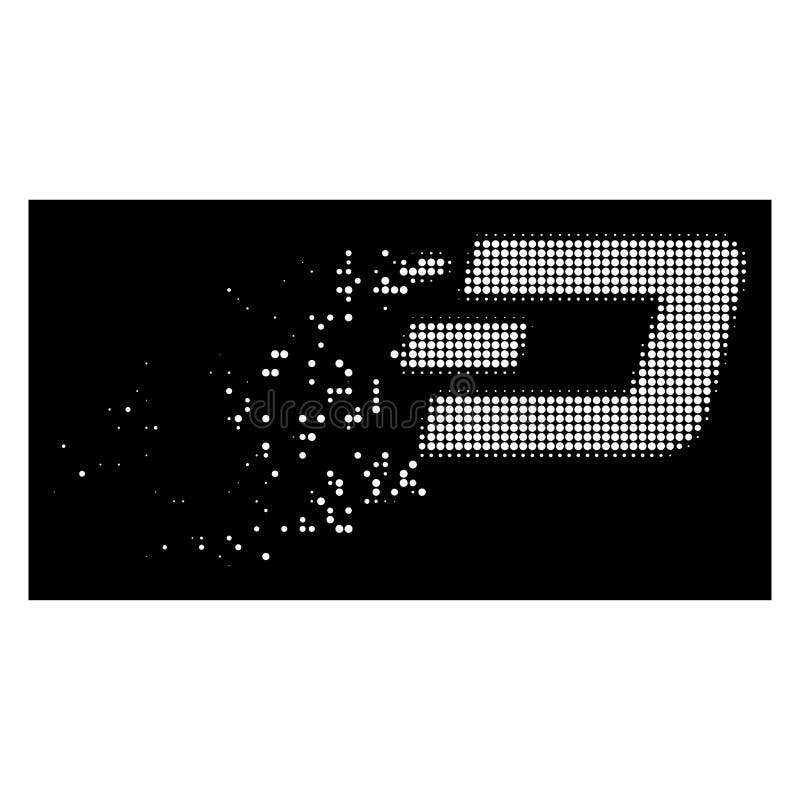 White Dissolved Pixel Halftone Send Dash Icon Stock Vector ...