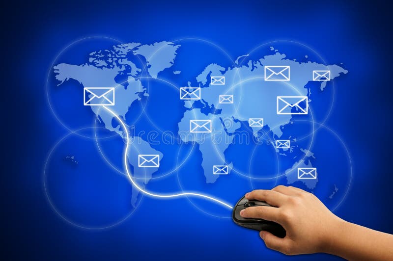 Send E-mail To the World for Communication Concept Stock Illustration ...