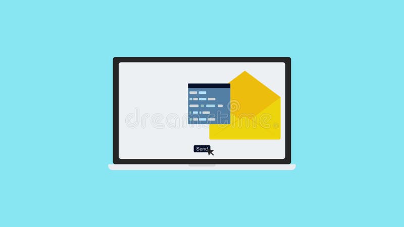 Send Email Animation with Inside Envelope. Digital Communication ...
