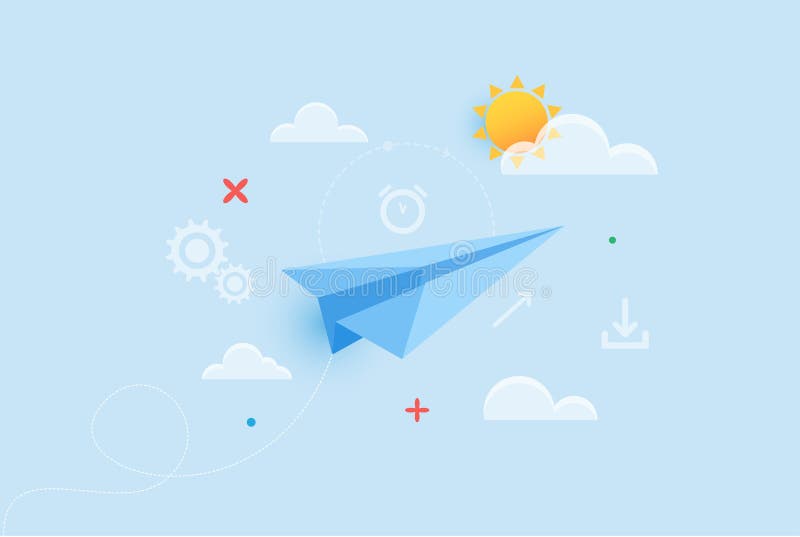 Send Email Conceptual Illustration with Flying Paper Plane ...