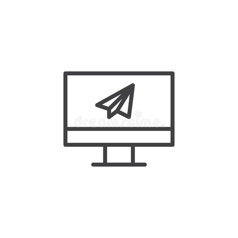 Computer Email Message Line Icon Stock Vector - Illustration of device ...