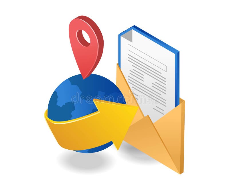Send Email Worldwide in Flat Isometric Illustration Design Stock ...
