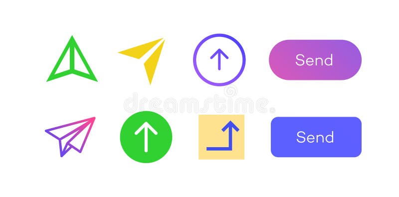 Send Icon Arrow Vector Set Color Style Stock Vector - Illustration of ...