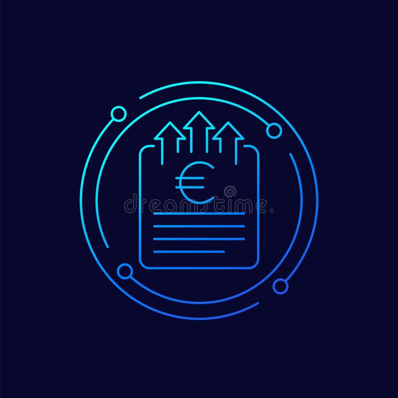 Send Invoice Icon with Euro, Linear Design Stock Vector - Illustration ...