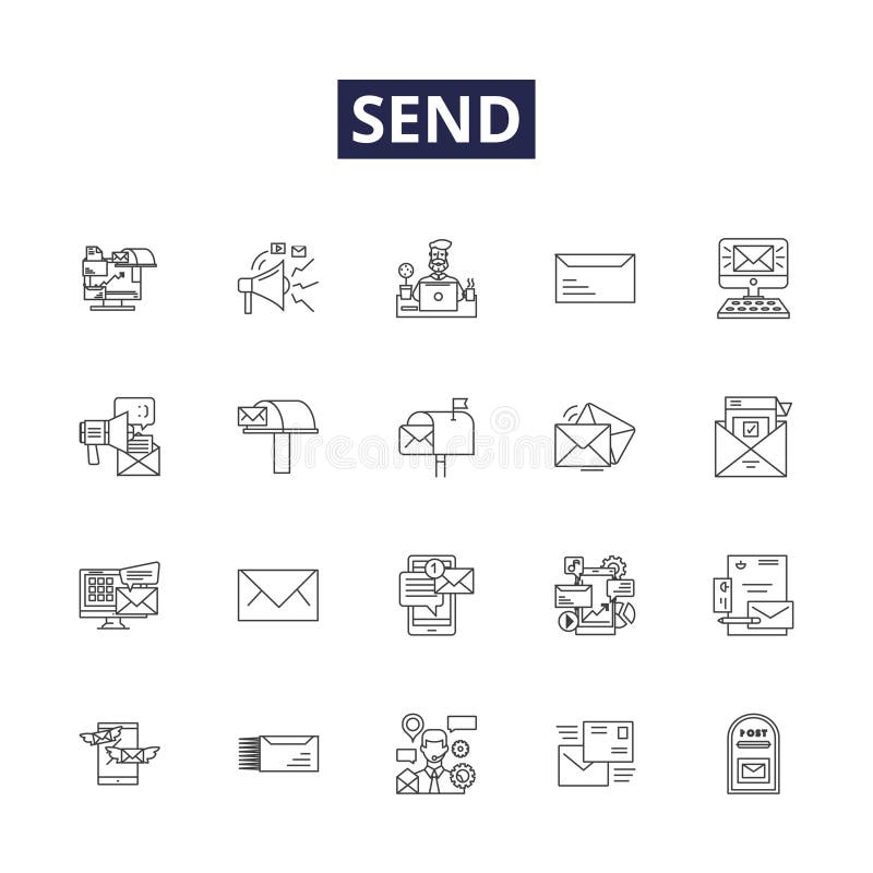 Send Line Vector Icons and Signs. Post, Express, Transmit, Launch ...