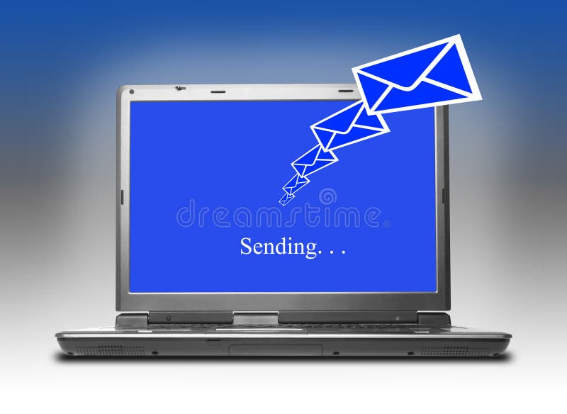 Hand Send Message from Tablet Stock Photo - Image of hightech ...