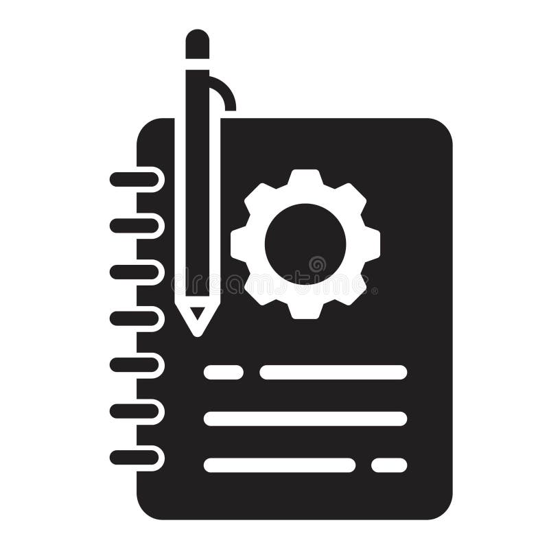 Notebook Glyph Icon Technical Symbol Stock Vector - Illustration of ...