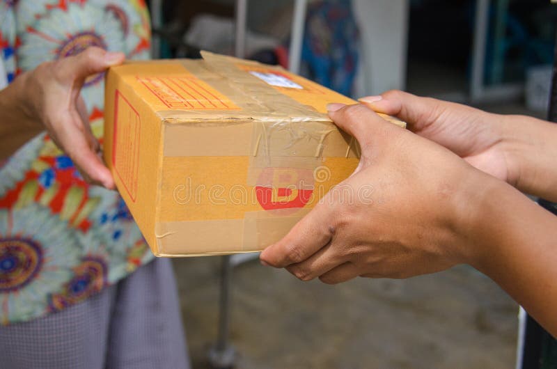 Send a parcel box stock image. Image of deliver, happy - 150358679