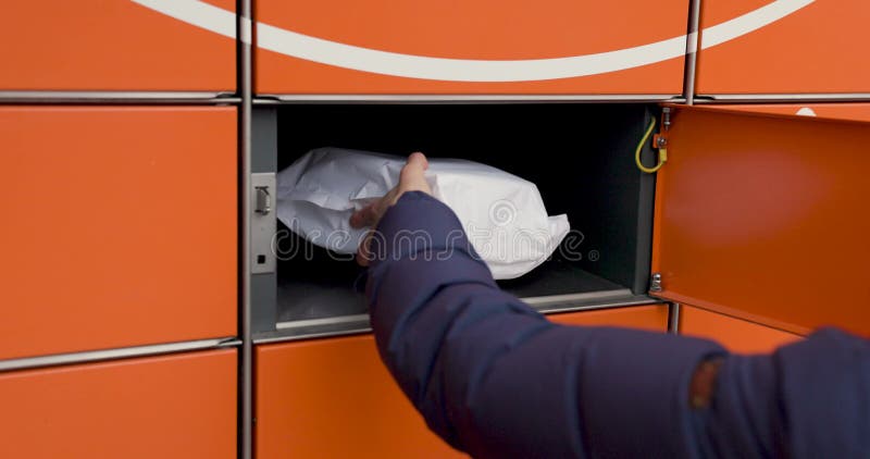 Self-service in the Store, a Woman Opens a Takeaway Dessert Box, Pushes ...