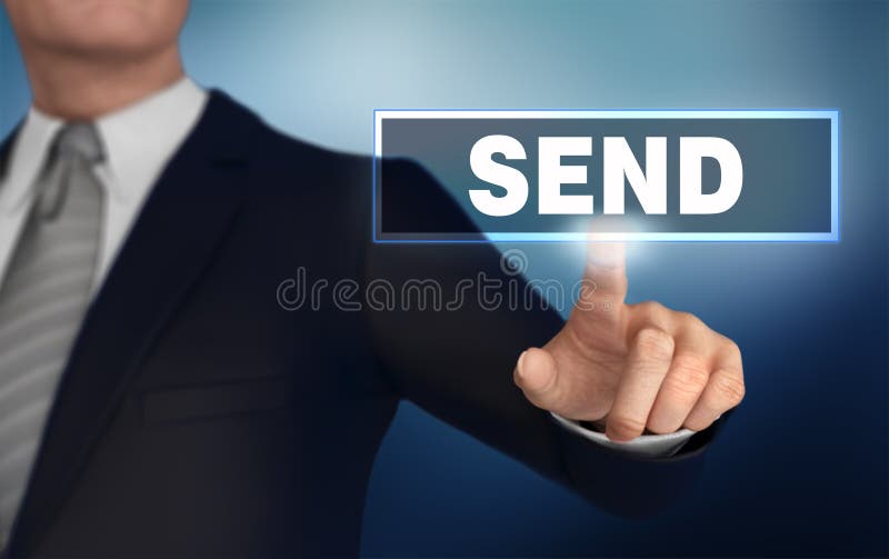 Pushing the send button stock vector. Illustration of connect - 12759290