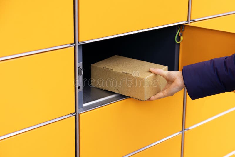 Send or Receive Parcel with Self Service Post Terminal Machine Stock ...