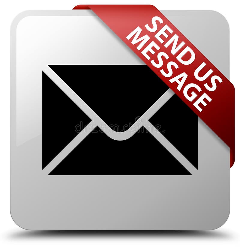 Send Us Message White Square Button Red Ribbon in Corner Stock ...
