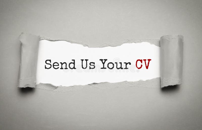 Send Us Your Cv with Grey Torn Paper Stock Photo - Image of banking ...