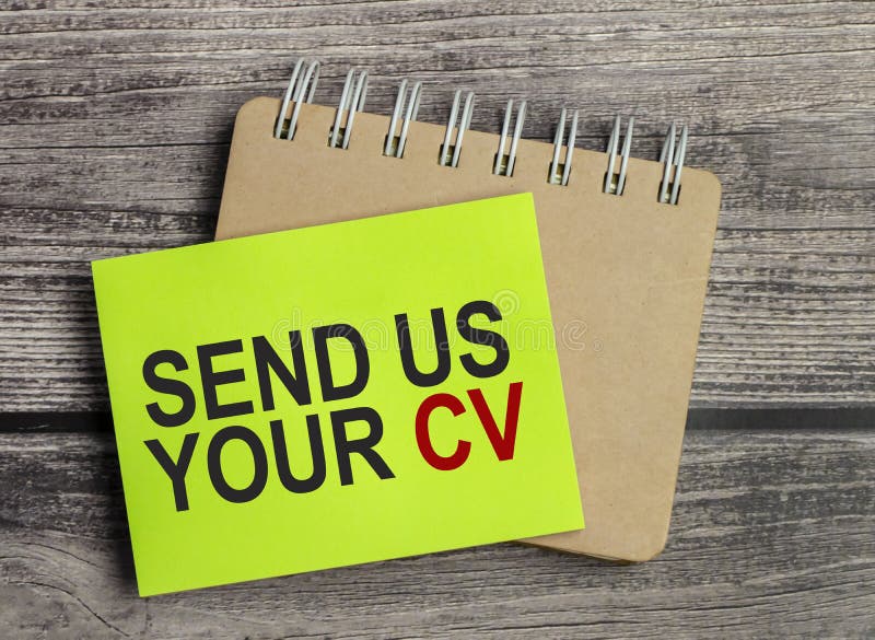 Send Us Your Cv. Text on Green Business Card with Pen Stock Image ...