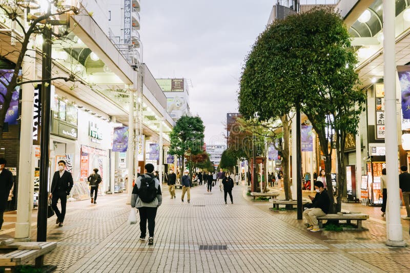 Street View of Sendai in the Evening Editorial Stock Photo - Image of ...