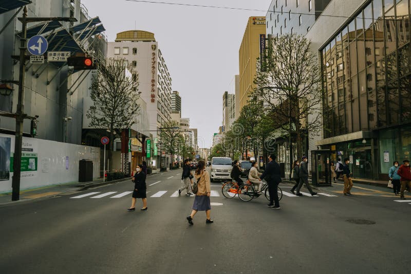 Street View of Sendai in the Evening with Sunlight Editorial Stock ...