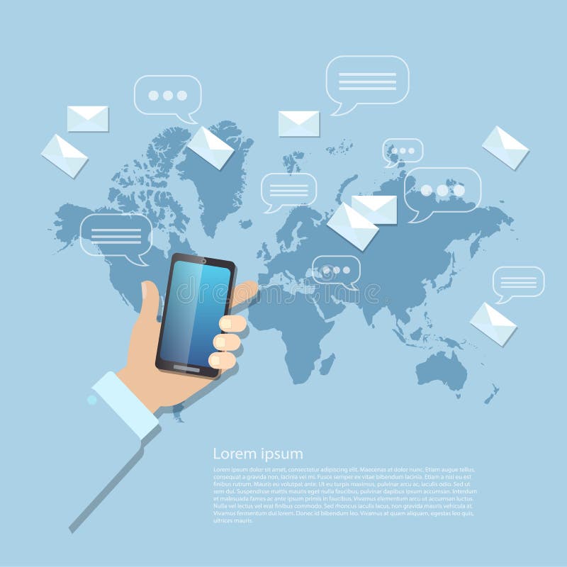 Senden Von Mitteilungen Mms-sms Touch Screen Handy Vektor Abbildung ...