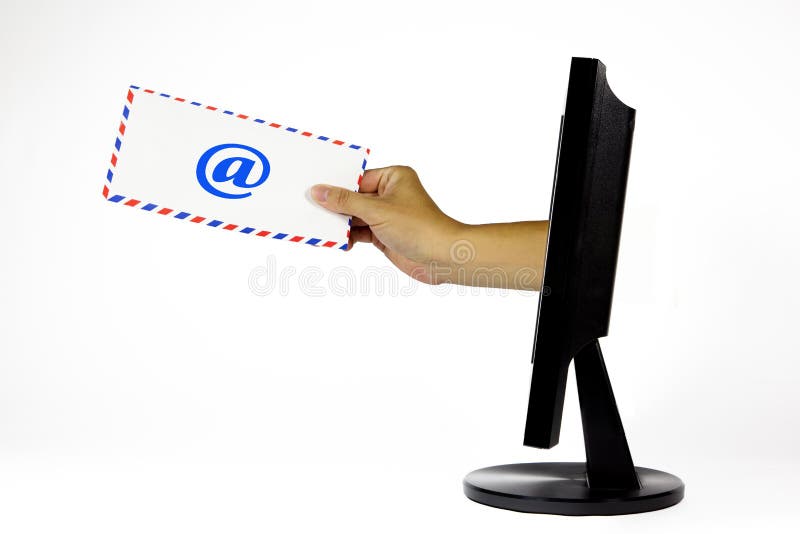 Sending Email from Computer Stock Image - Image of business, envelope ...