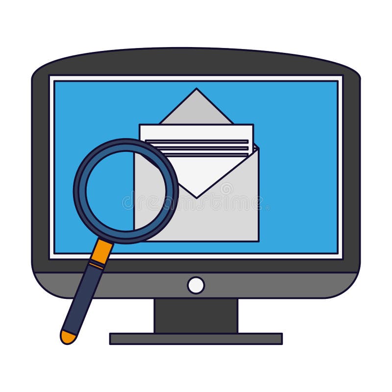 Sending email from pc stock vector. Illustration of communication ...