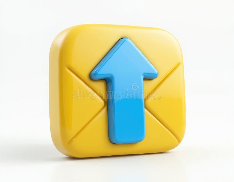 Sending Email Icon with Blue Arrow in Yellow Envelope Design Stock ...