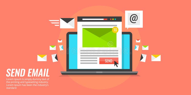 Laptop with Envelope, Sending Email, Global Communication Concept. Flat ...