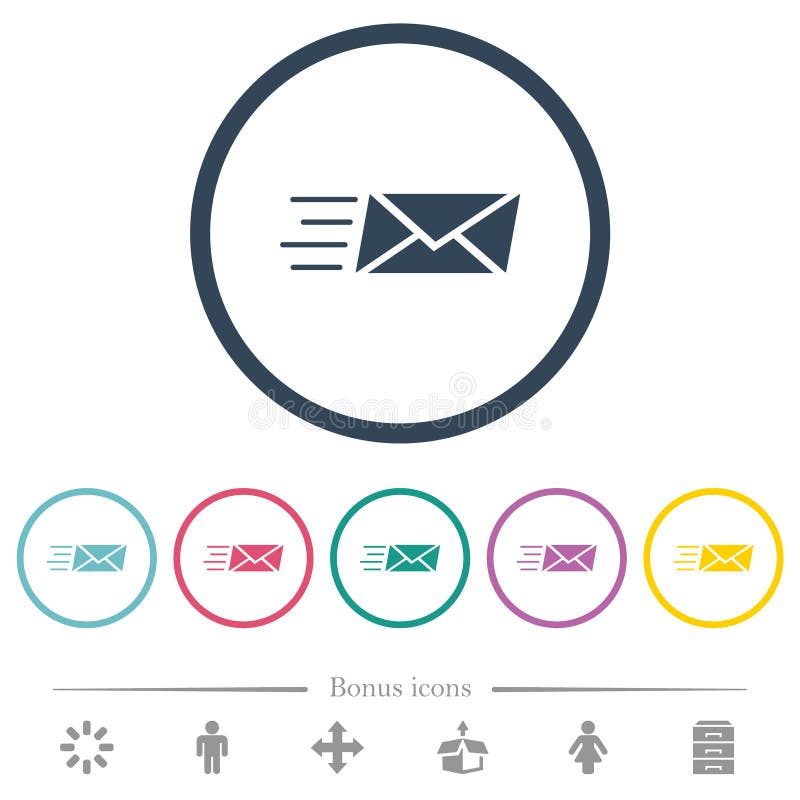 Sending Express Mail Solid Flat Color Icons in Round Outlines Stock ...