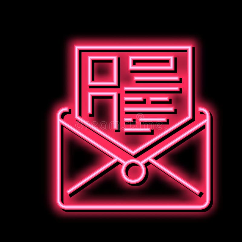 Sending Mail Report Neon Glow Icon Illustration Stock Vector ...