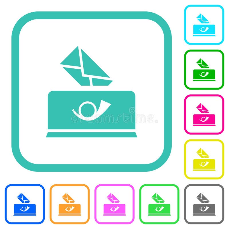 Sending Mail Solid Vivid Colored Flat Icons Stock Vector - Illustration ...
