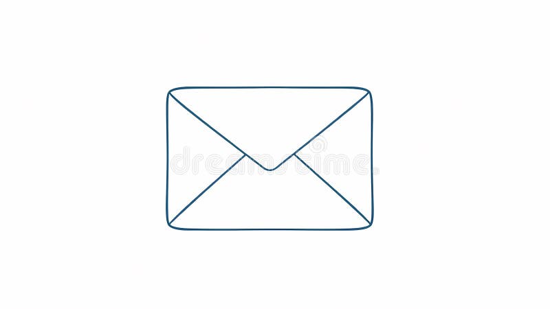 Sending a Message Blue Line Art of Envelope on White Background Stock ...