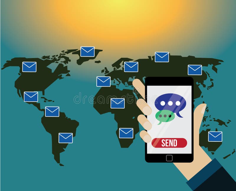 Sending Messages on Smart Phone Stock Vector - Illustration of banner ...