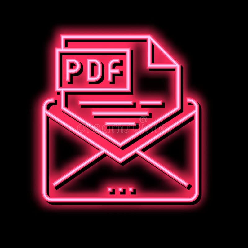 Sending Pdf File Neon Glow Icon Illustration Stock Vector ...
