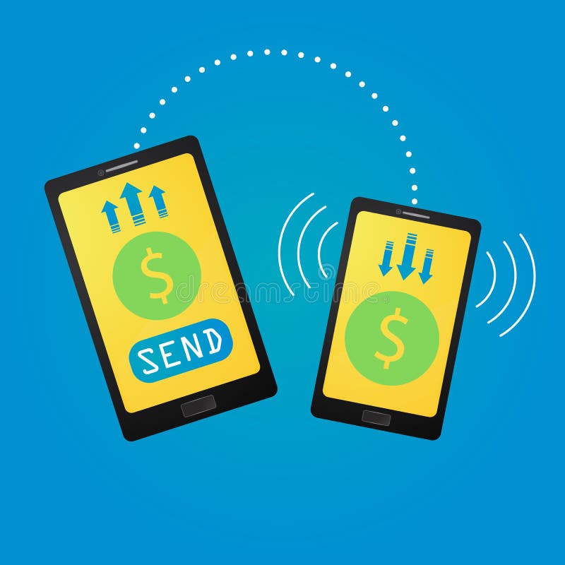 Sending and Receiving Money Wireless with Mobile Phones Stock Vector ...