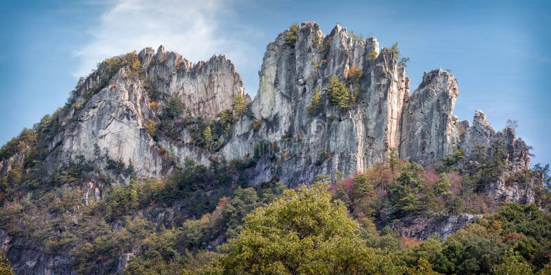 Seneca Rocks at Fall, West Virginia Stock Photo - Image of panorama ...