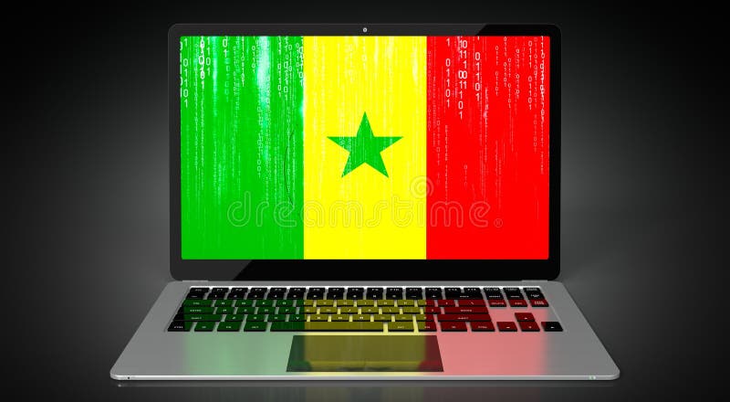 Senegal - Country Flag and Binary Code on Laptop Screen Stock ...