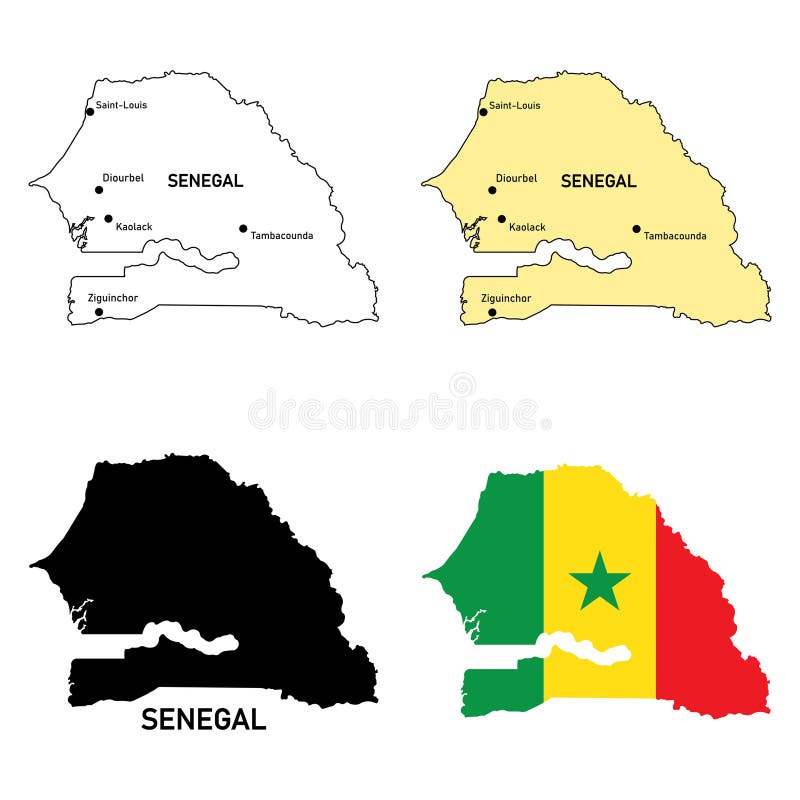 Senegal country map stock vector. Illustration of south - 359565855