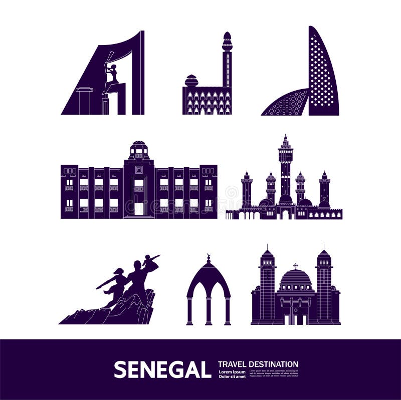 Senegal Blue Travel Destination Vector Illustration Stock Vector ...